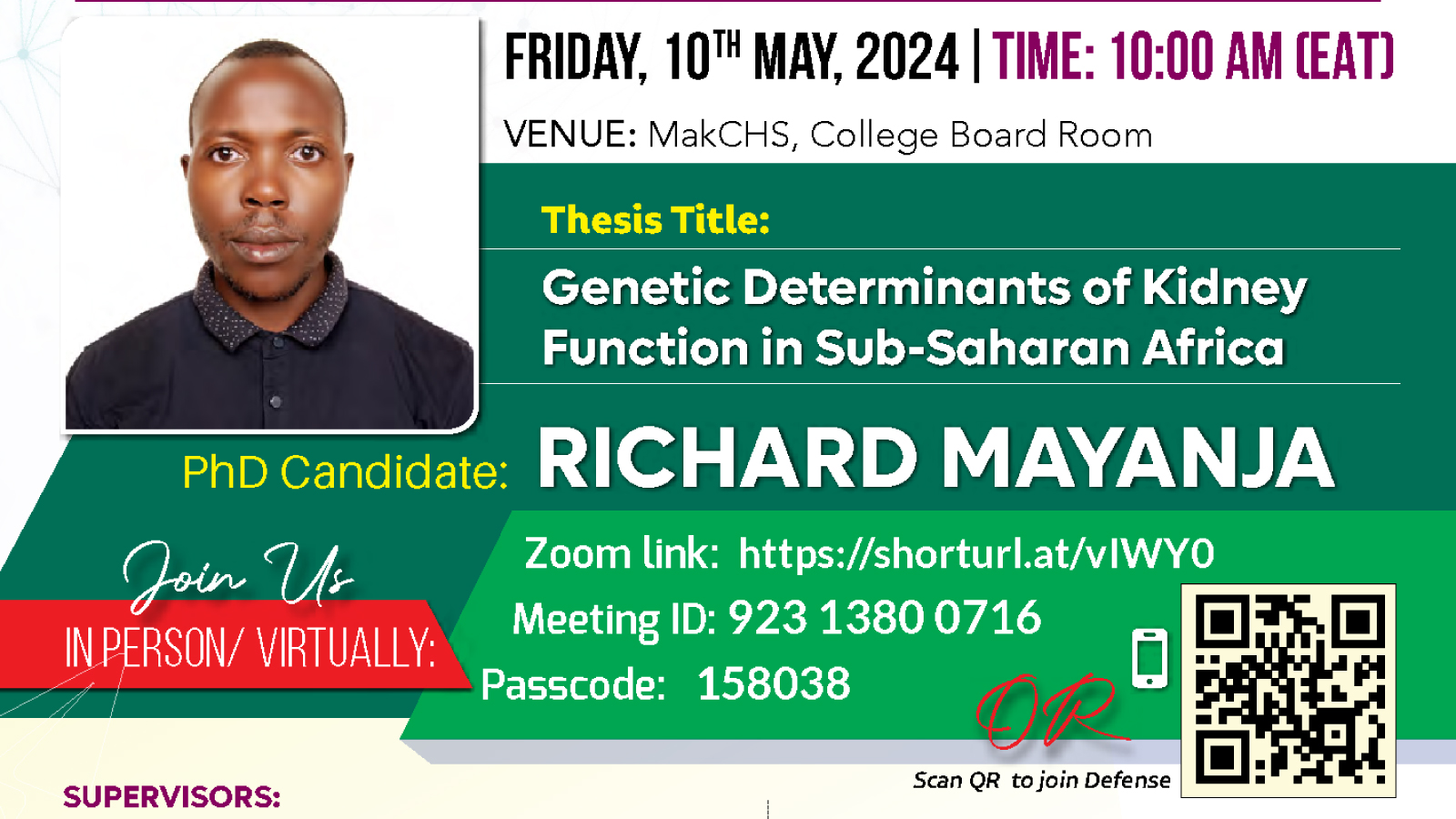 Invitation to a Public PhD Defense for Richard Mayanja: Friday 10th May ...